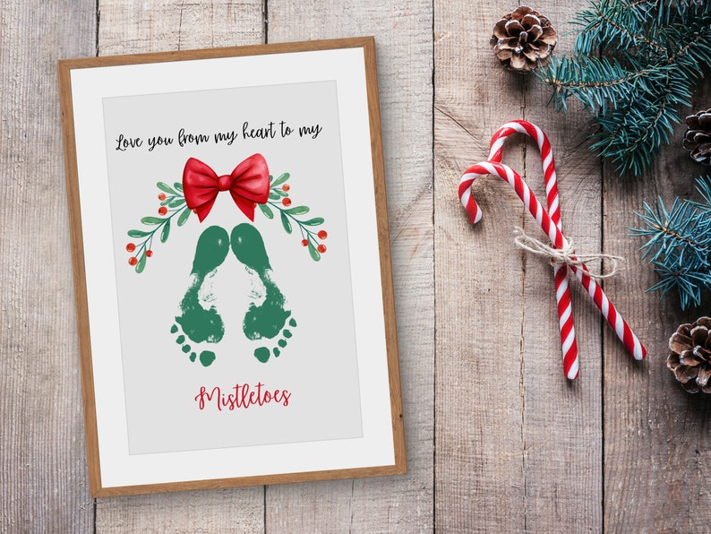 Mistletoe Christmas Footprint Art Craft | Holiday Craft | Kids Baby ...