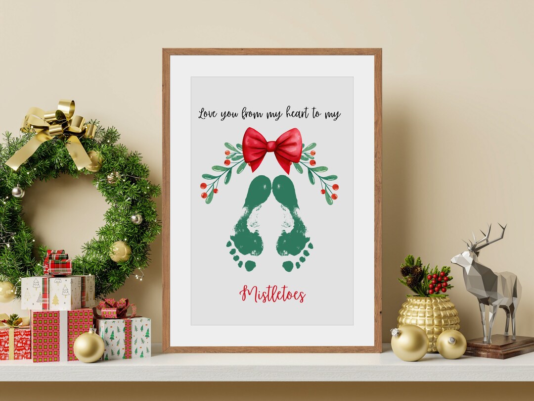 Mistletoe Christmas Footprint Art Craft | Holiday Craft | Kids Baby ...