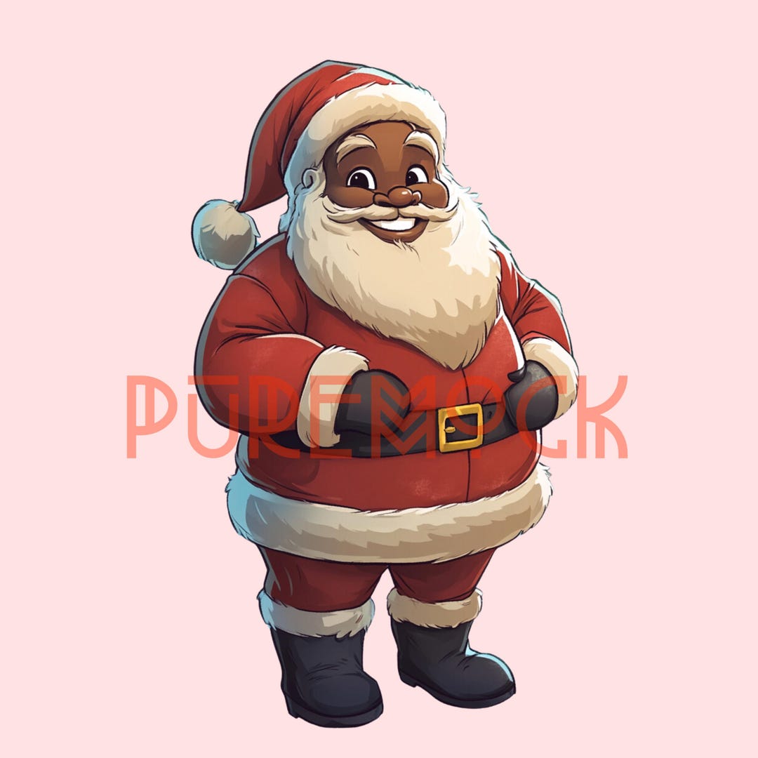 Black Santa PNG, Digital Download, Clip Art, African American Santa ...