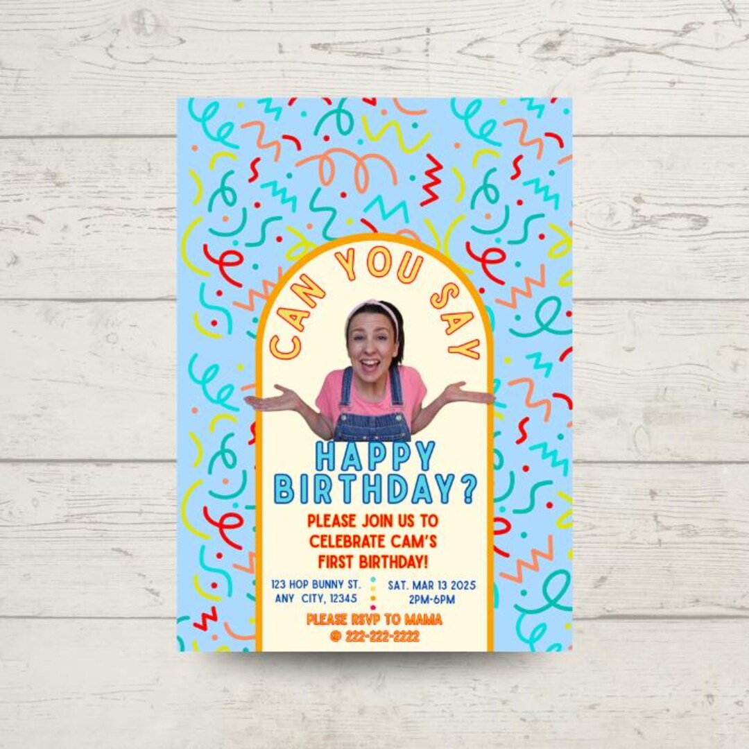 Ms Rachel Boy Birthday 1st 2nd 3rd Blue Birthday Invitation, Ms Rachel ...