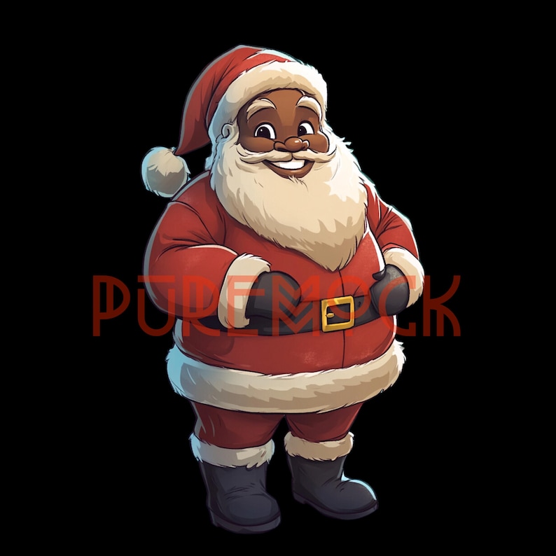 Black Santa PNG, Digital Download, Clip Art, African American Santa ...