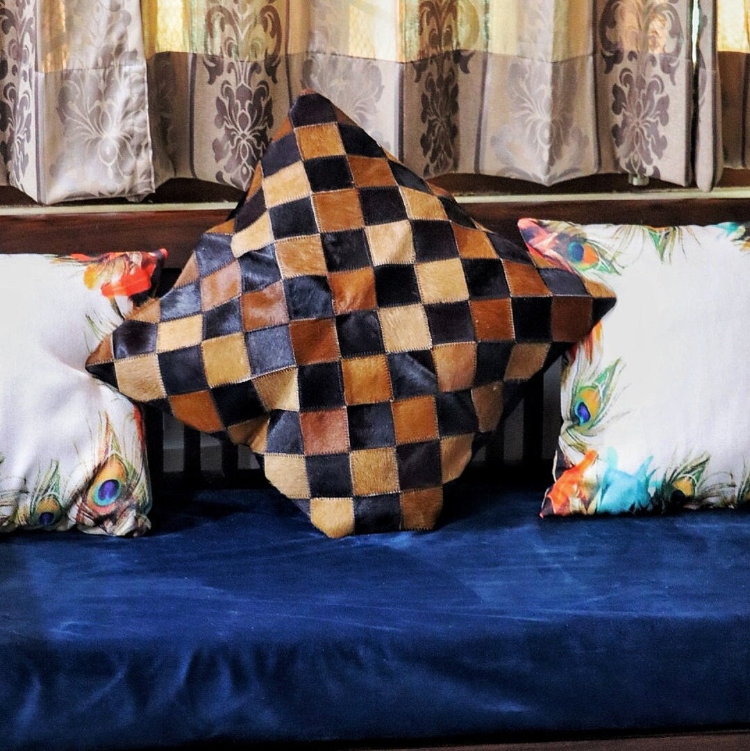 Cowhide LEATHER CUSION COVERS, Sofa Pillow Covers, Throw Pillow Covers ...