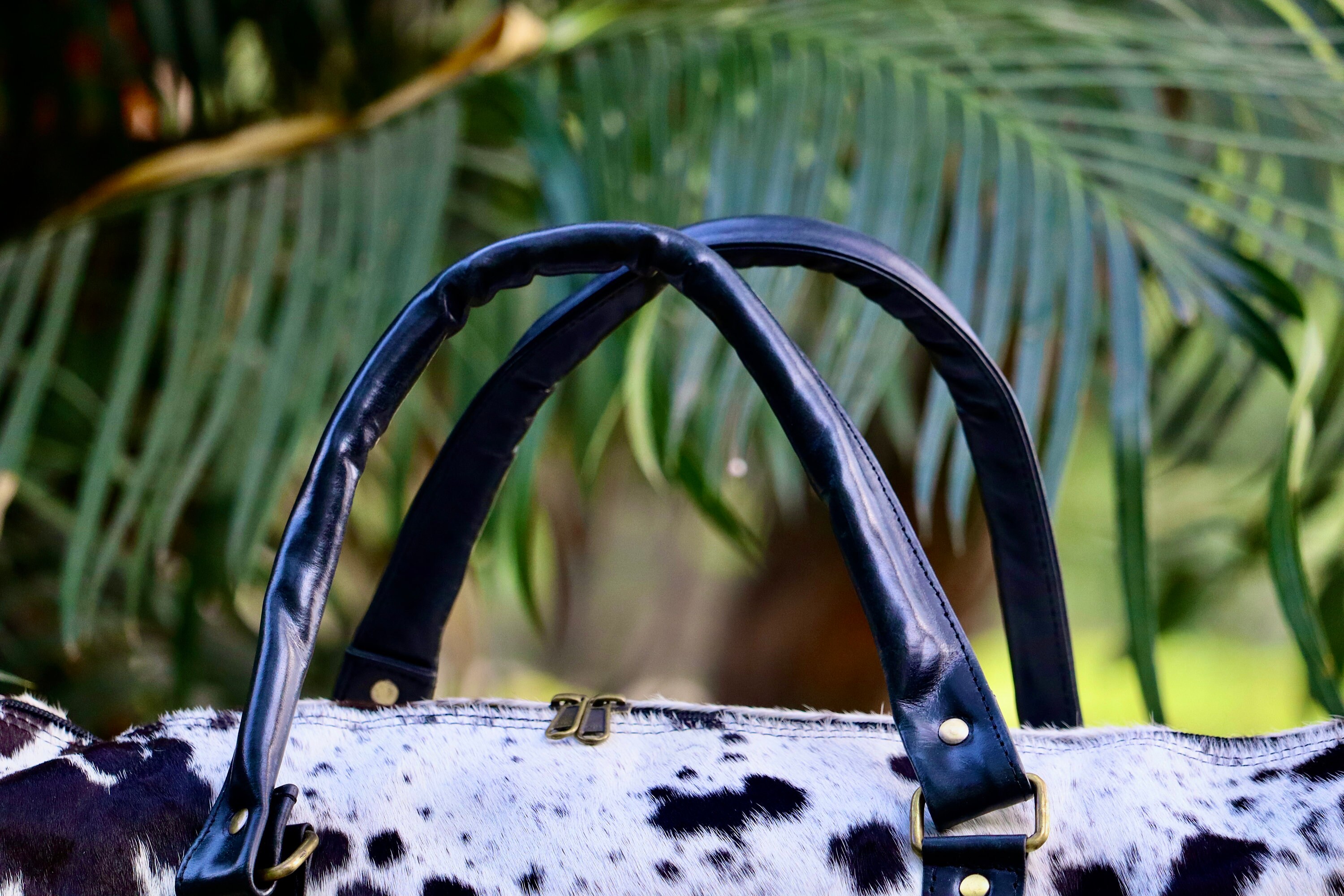 Cowhide Duffle Bag Cowhide Luggage Cowhide Weekender Duffel Bag Black ...