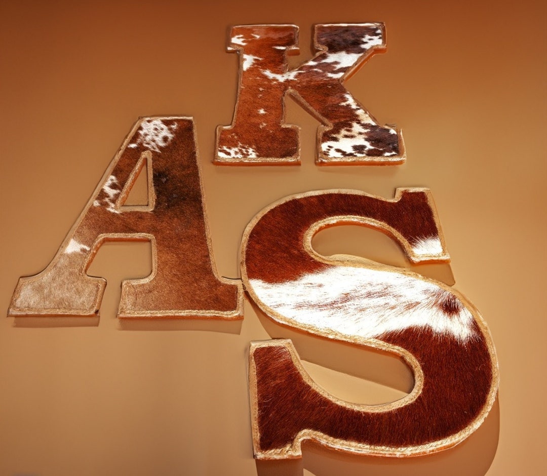 LEATHER WALL INITIALS, Cowhide Letters Alphabets, Wall Decor, Custom ...
