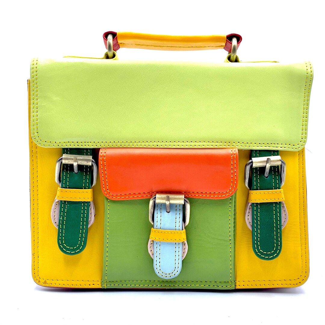Leather Satchel Bag, Pop Color Bag, Genuine Leather Satchel Bag Women ...