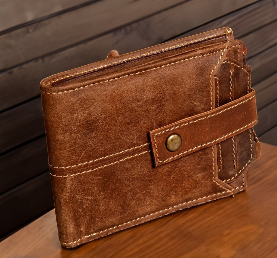 Mens Bi Fold Multi Compartment Wallet, Handmade Leather Wallet RFID ...