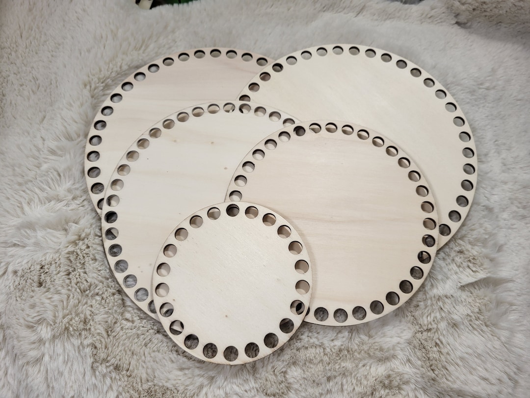 Circular Wooden Bottom Wooden Basket Base Wooden Crochet Basket ...
