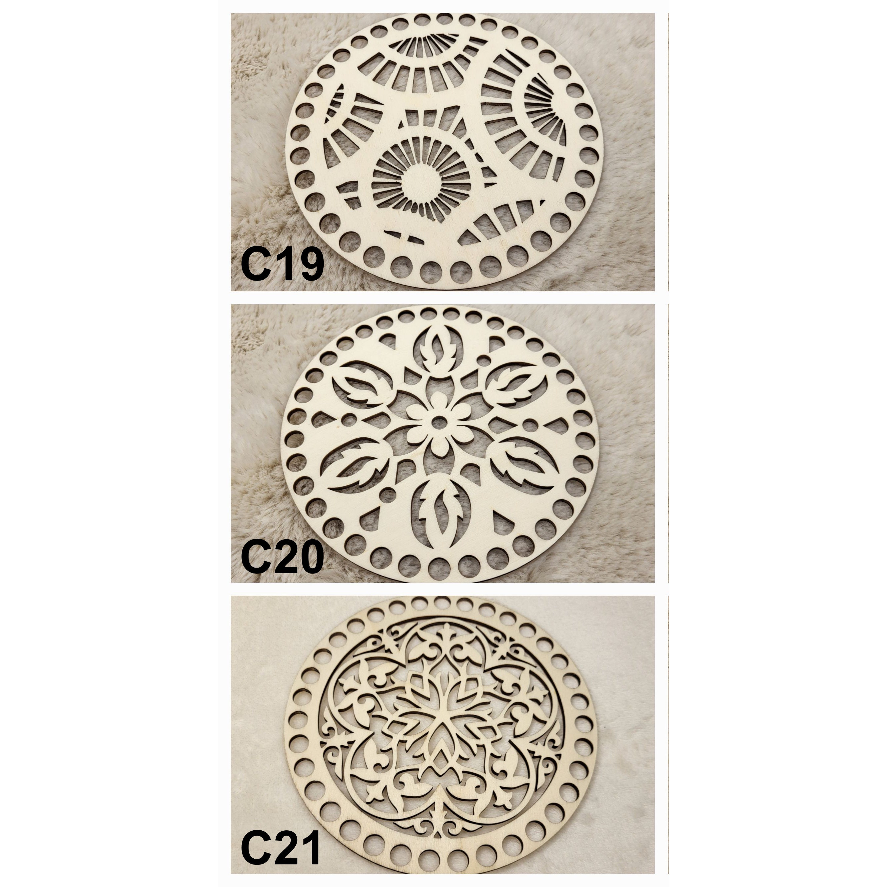 Circular Wooden Bottom Top Wooden Basket Base Wooden Crochet Basket ...