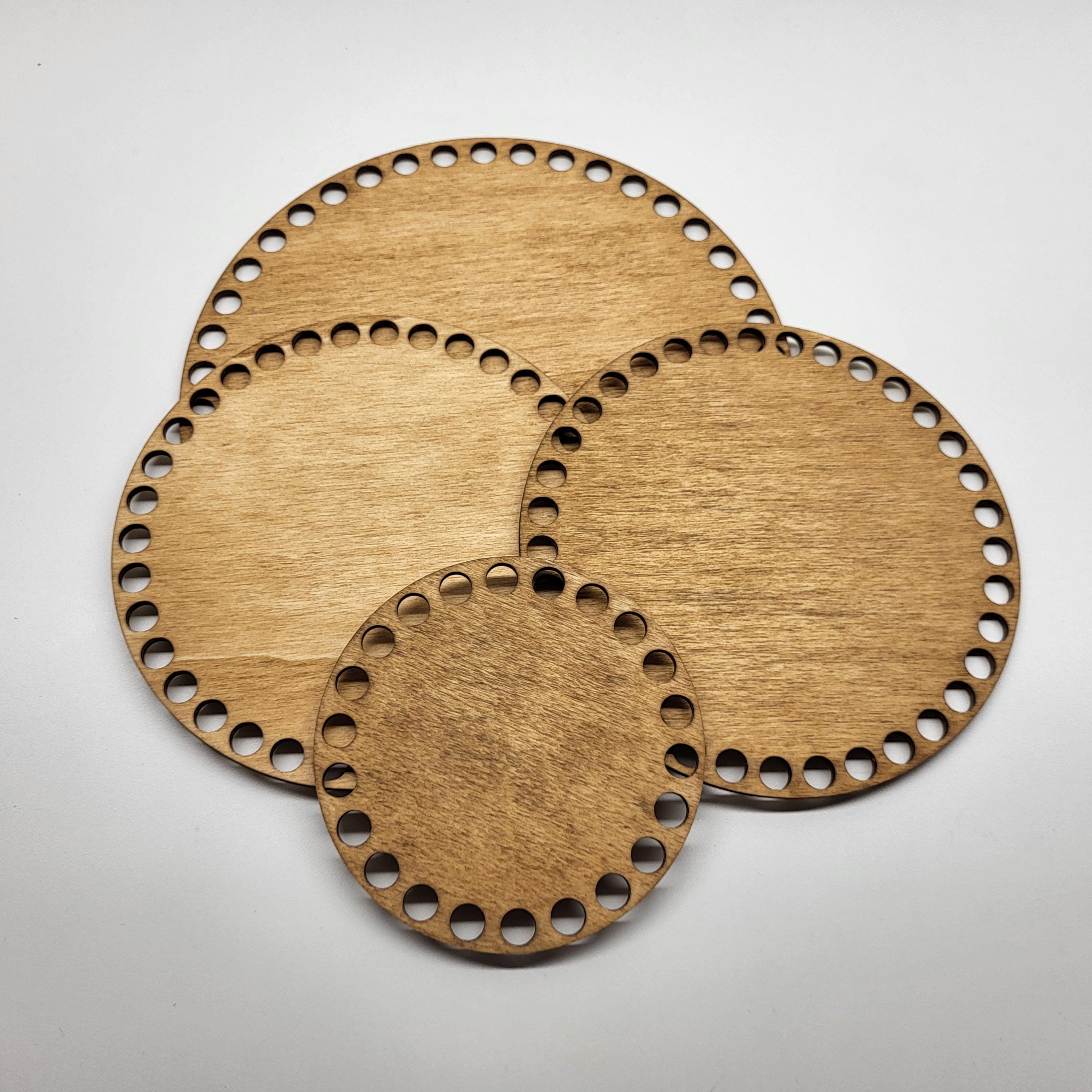 Colored Circular Wooden Bottom Wooden Basket Base Wooden Crochet Basket ...