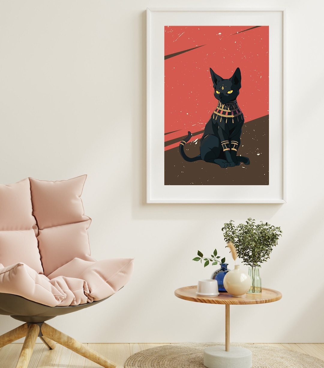 Goddess Bastet Cat Wall Art, Black Cat Digital Prints, Spiritual ...
