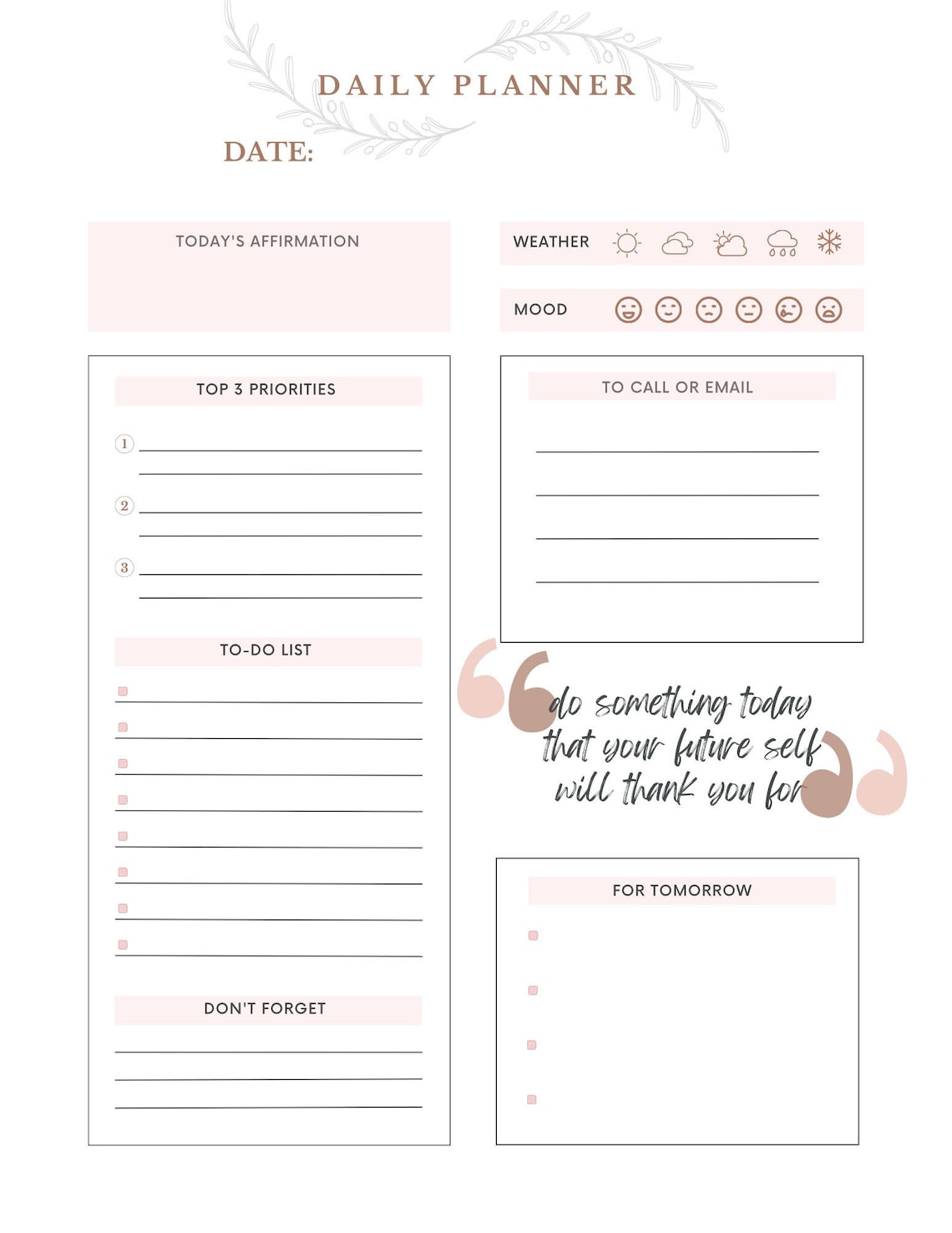 Daily Printable To-do Planner, Aesthetic Task Planner for the Day ...