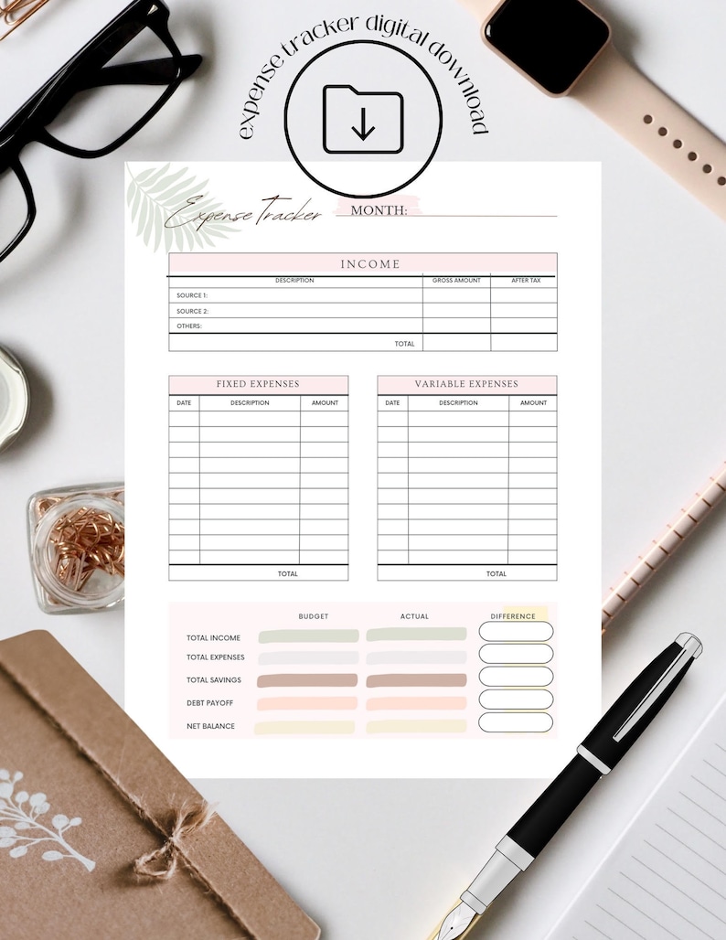 Monthly Expense Tracker, Aesthetic Budget Planner for the Month ...
