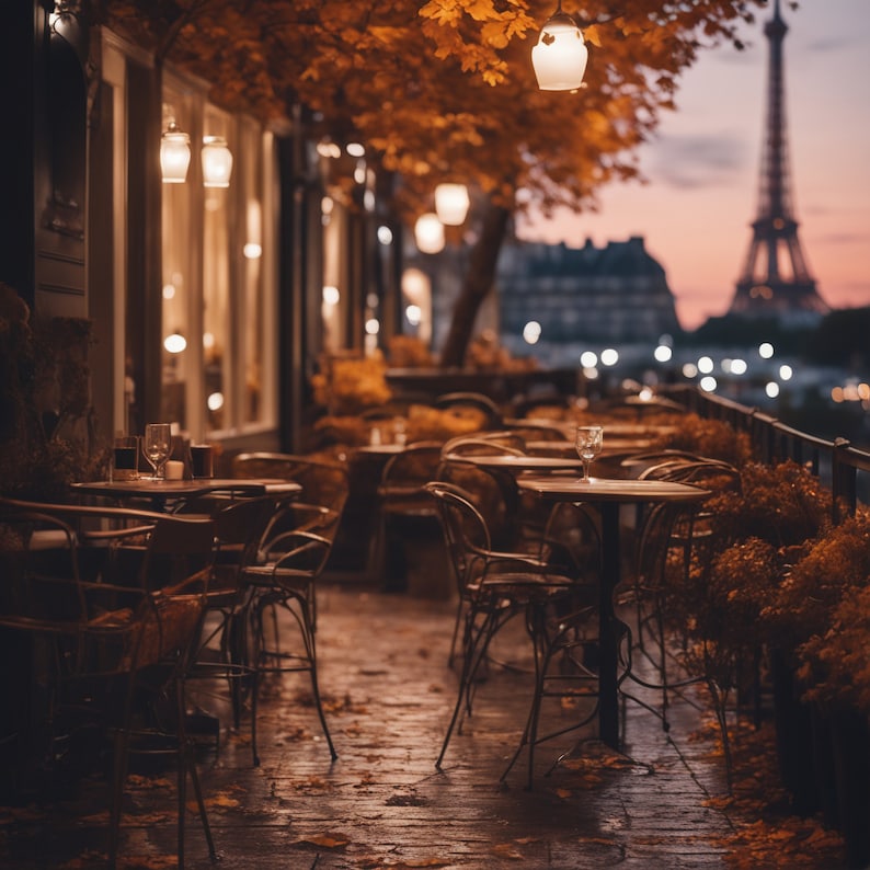 A Paris Cafe in Autumn- Printable Wall Art - Etsy