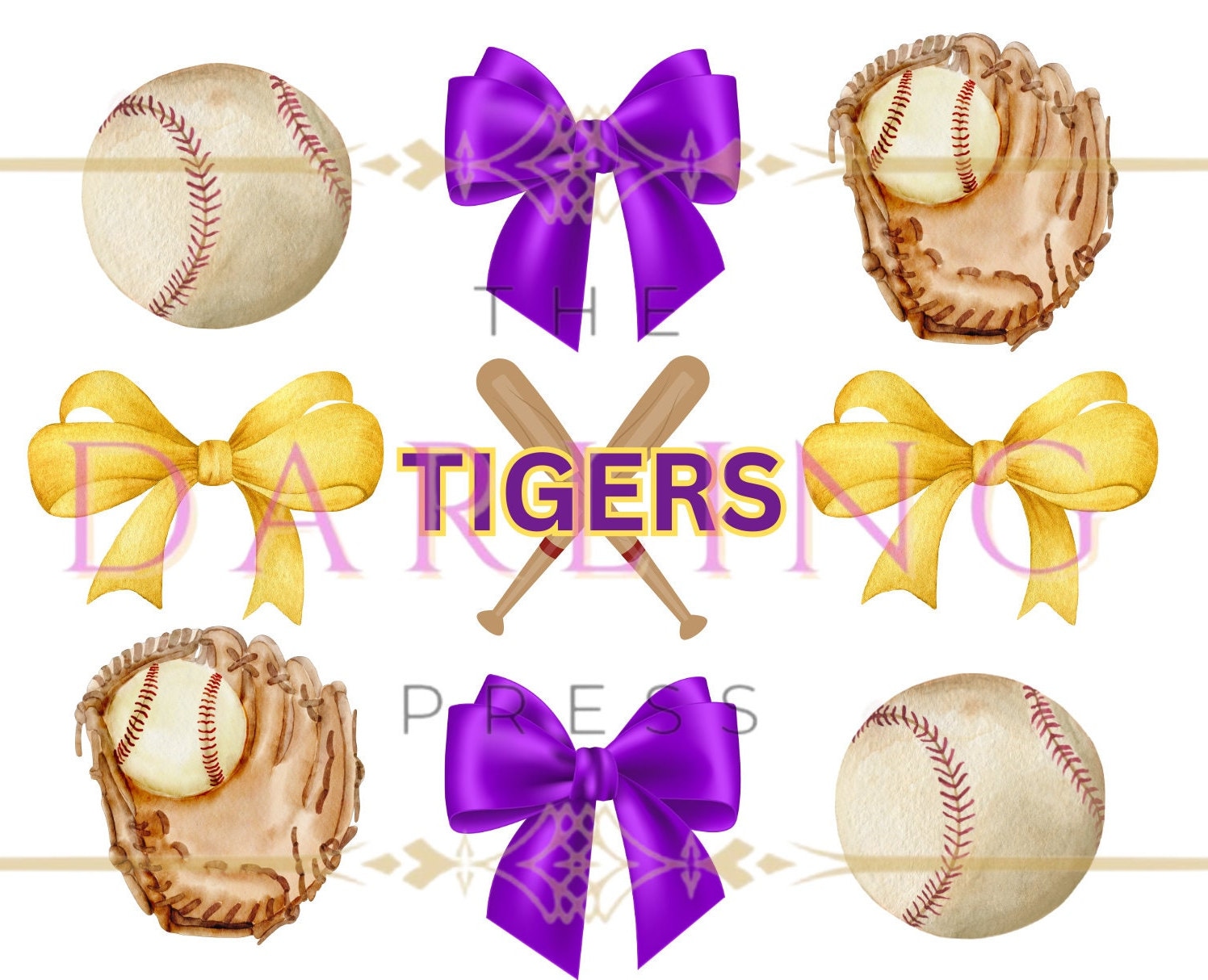 Baseball Purple and Gold PNG, School Spirit PNG, Baseball PNG, Purple ...