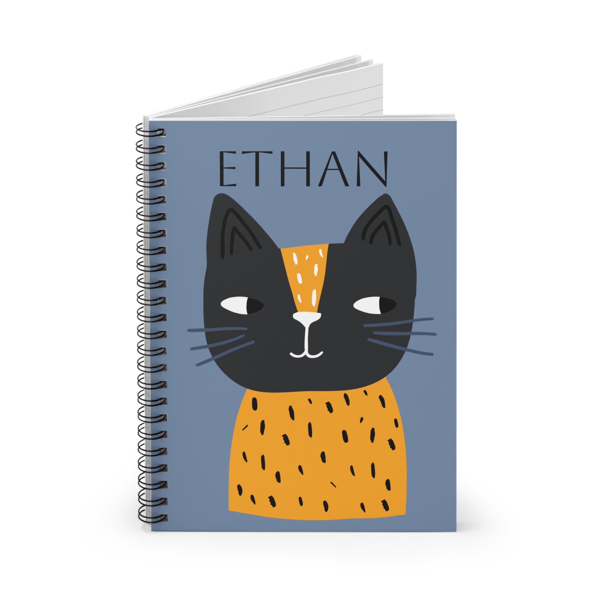 Personalized Cat-themed Spiral Notebook, Custom Journal for Kids, Cute ...