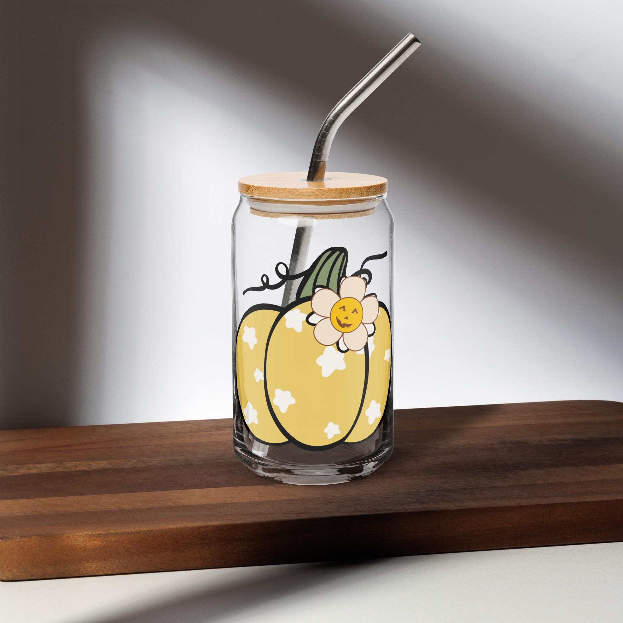 Pastel Yellow Pumpkin Can Shaped Glass | Halloween Glassware, Fall ...