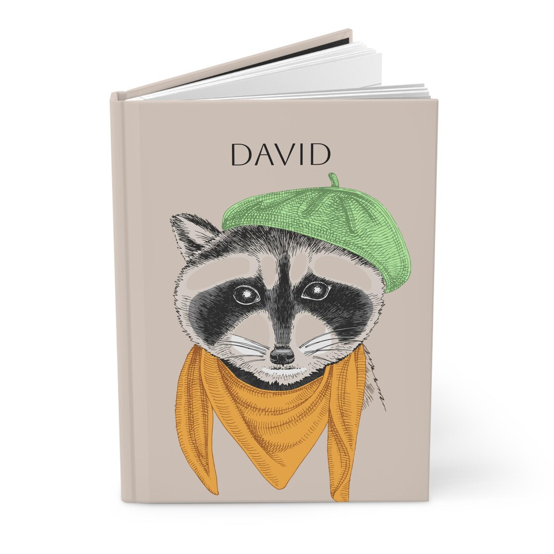 Personalized Raccoon Journal, Cute Vintage Animal Notebook, Gift for ...
