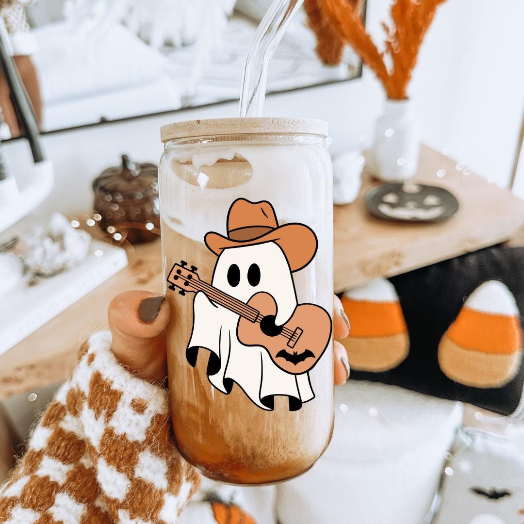 Cowboy Ghost Can Shaped Glass Halloween Glassware, Fall Glassware ...