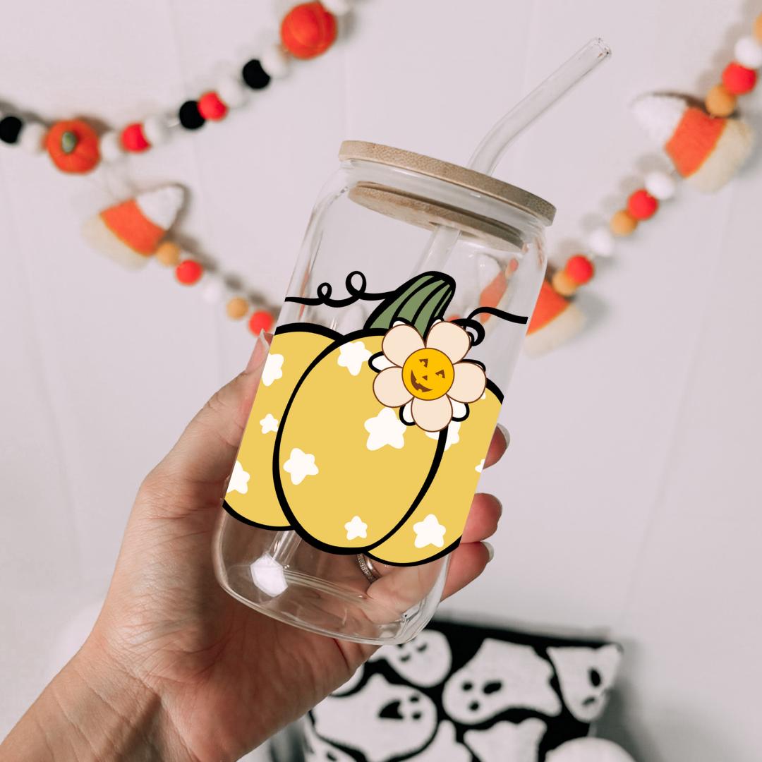 Pastel Yellow Pumpkin Can Shaped Glass | Halloween Glassware, Fall ...