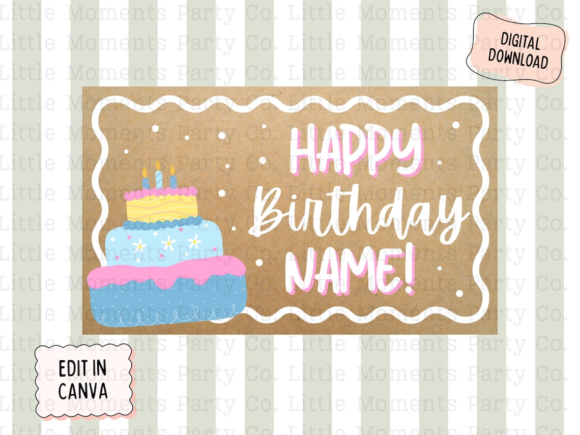 Happy Birthday Editable Canva Template Banner 36x60 DIY Painted Sign ...