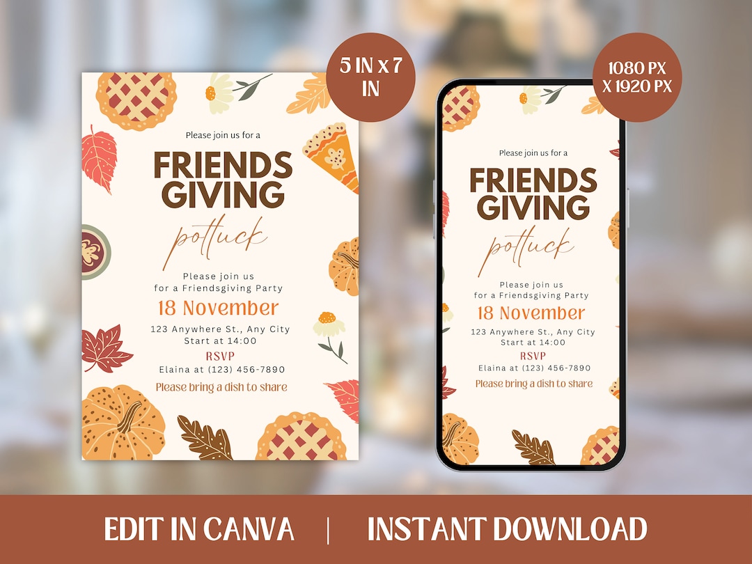 Friendsgiving Invite, Friendsgiving Invitation, Friendsgiving Evite ...