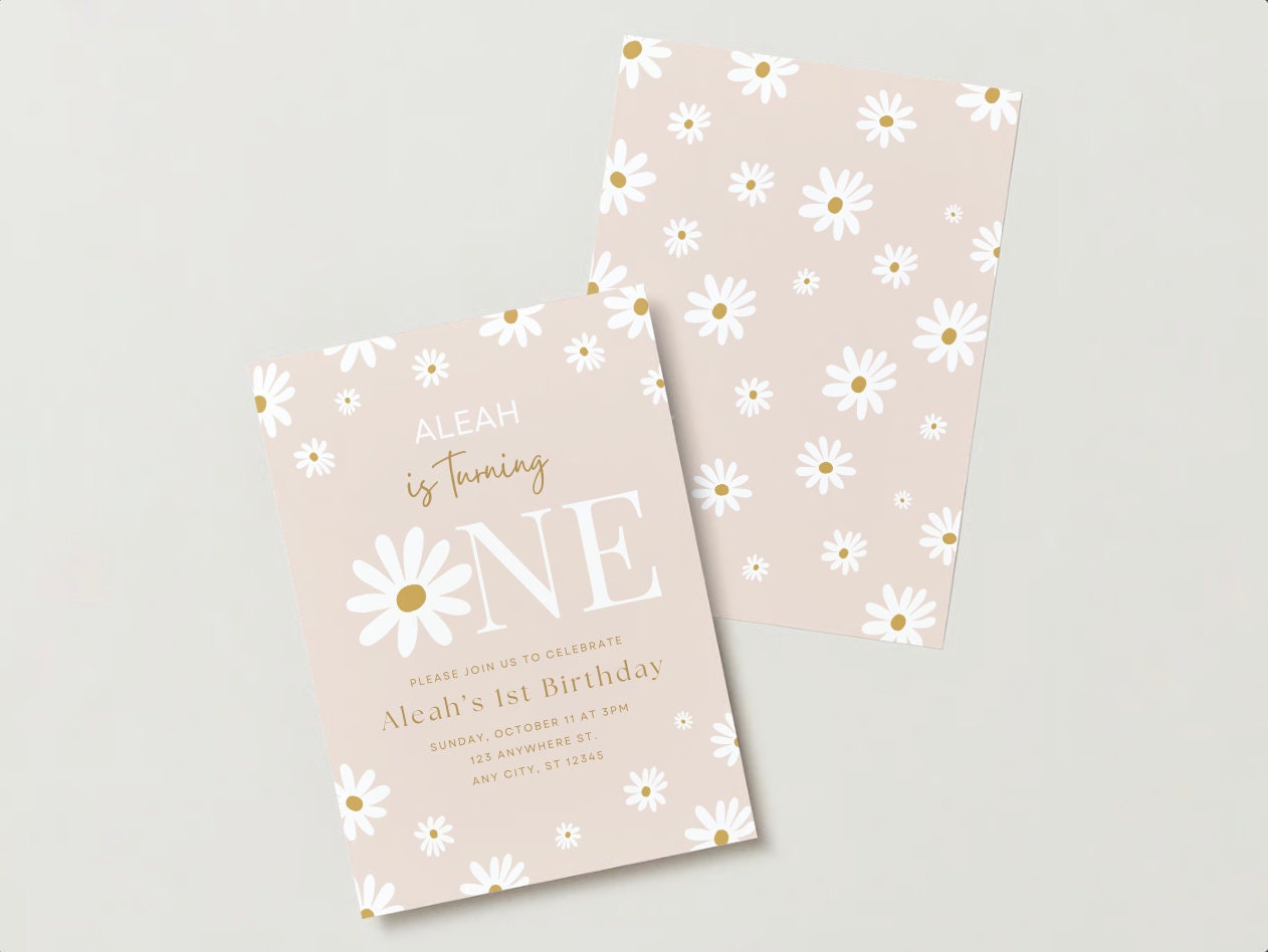 Daisy First Birthday Party Invitation Daisy 1st Birthday - Etsy