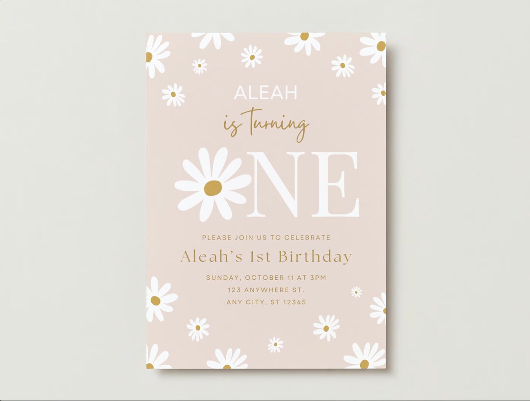 Daisy First Birthday Party Invitation Daisy 1st Birthday - Etsy