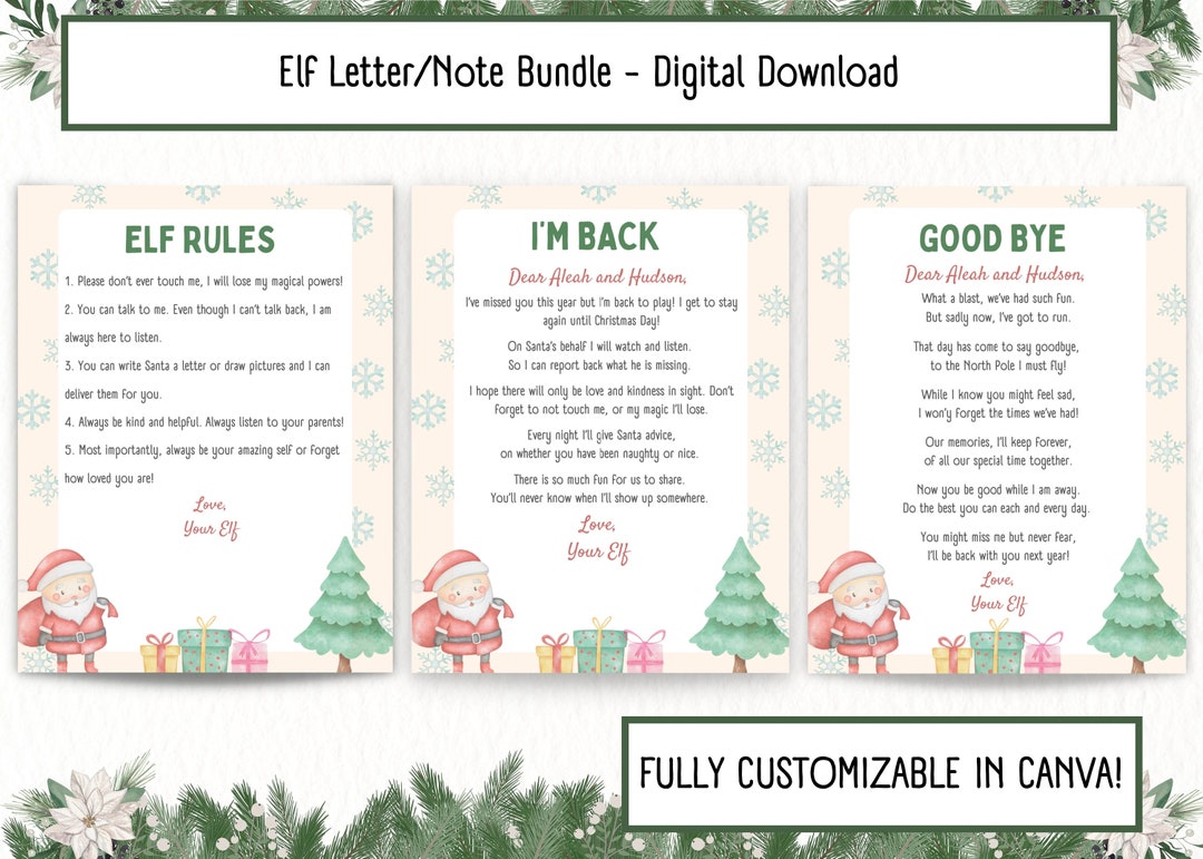 Elf Printable Template Personalized Elf Letter Elf on the - Etsy