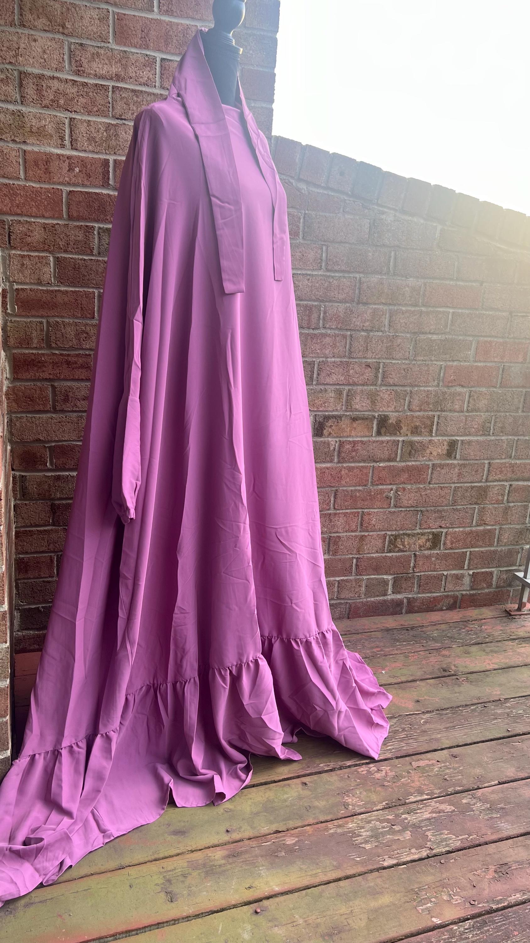 Ruffle Nida Abaya Jilbab: Turkish Modest Prayer Dress With Long Khimar ...