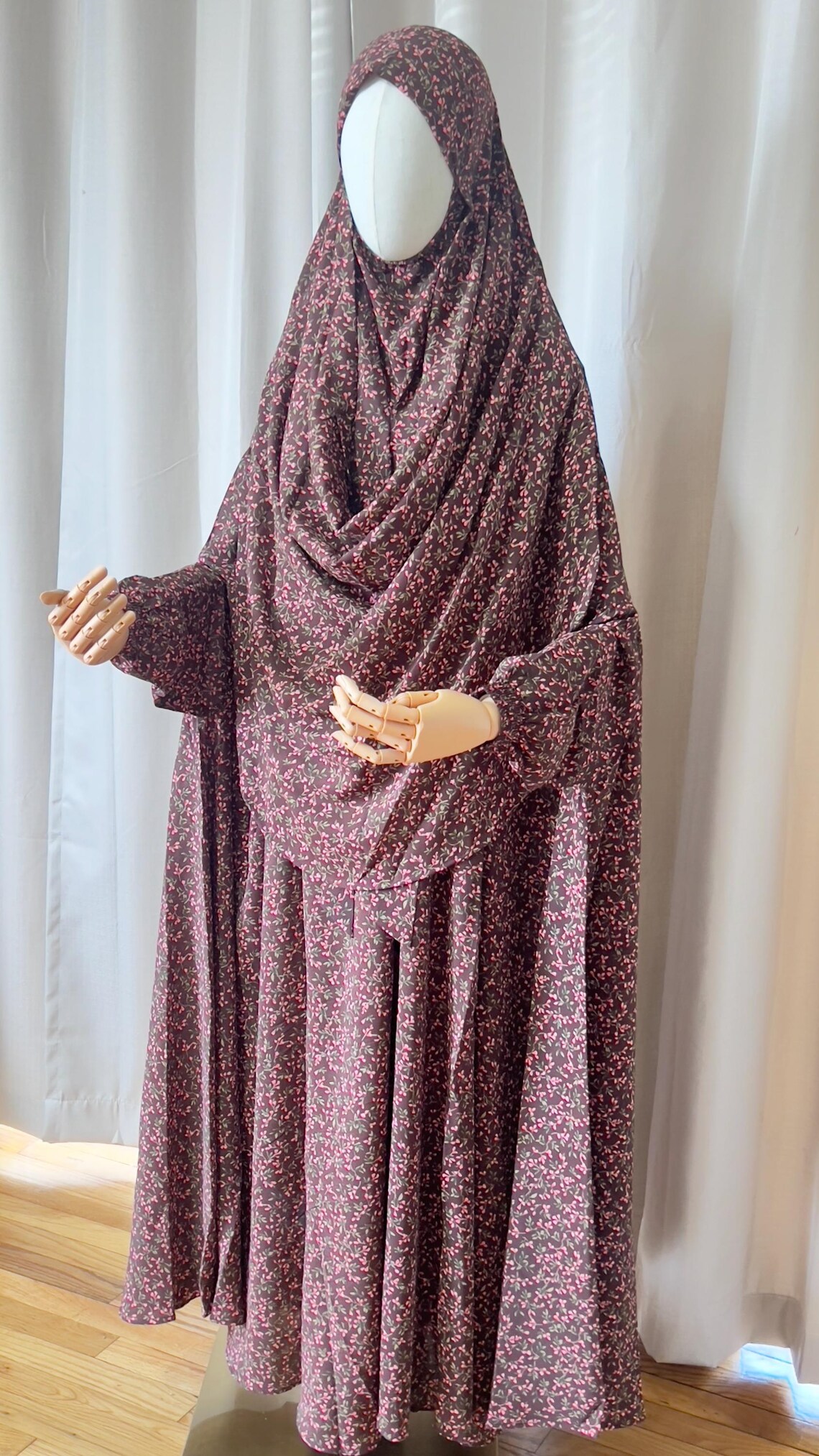 Floral One-piece Jilbab Khimar: Udhu-friendly Prayer Robe - Etsy
