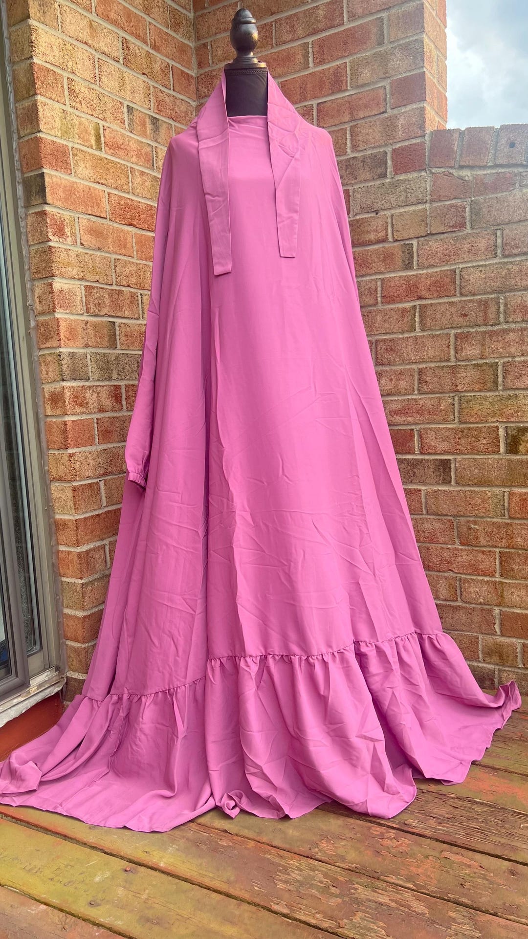 Ruffle Nida Abaya Jilbab: Turkish Modest Prayer Dress With Long Khimar ...
