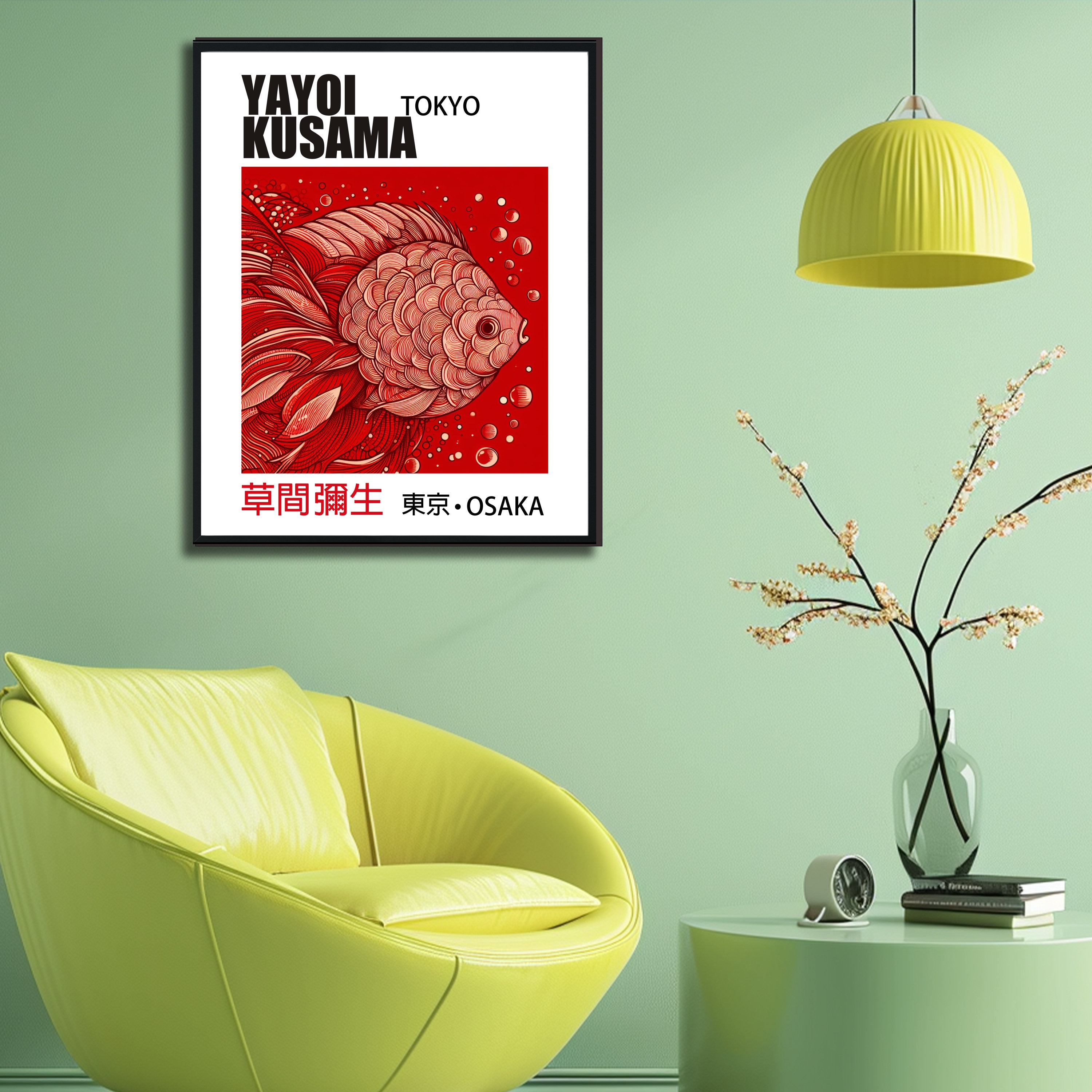 Vibrant Red Fish Print Yayoi Kusama Inspired Pop Art Digital Artwork - Etsy