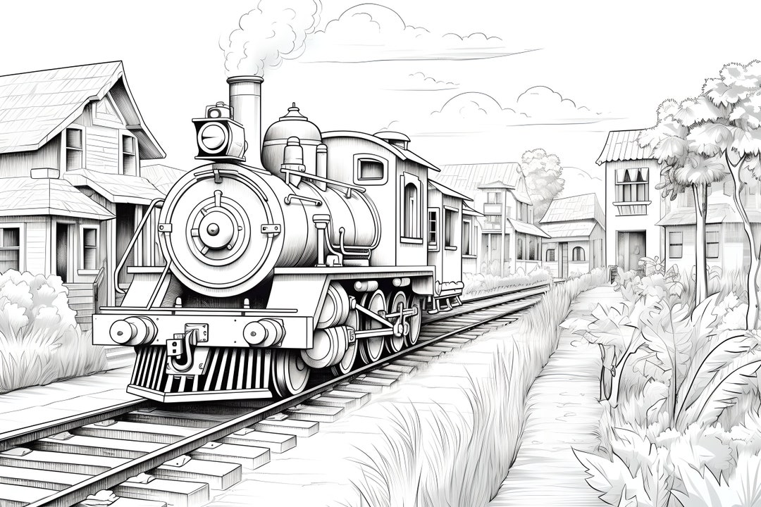 Vintage Train Coloring Page for Kids/children - Etsy