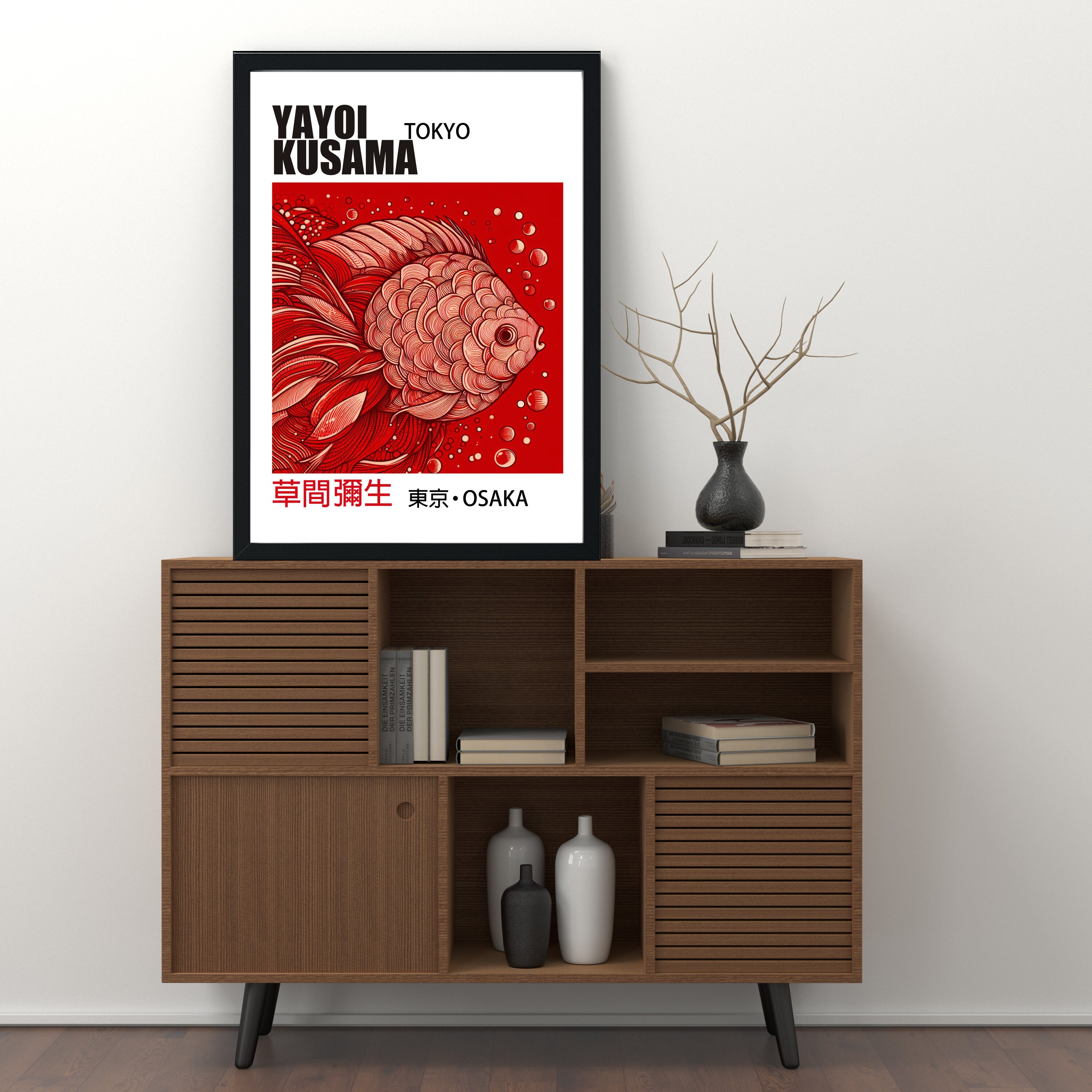 Vibrant Red Fish Print Yayoi Kusama Inspired Pop Art Digital Artwork - Etsy