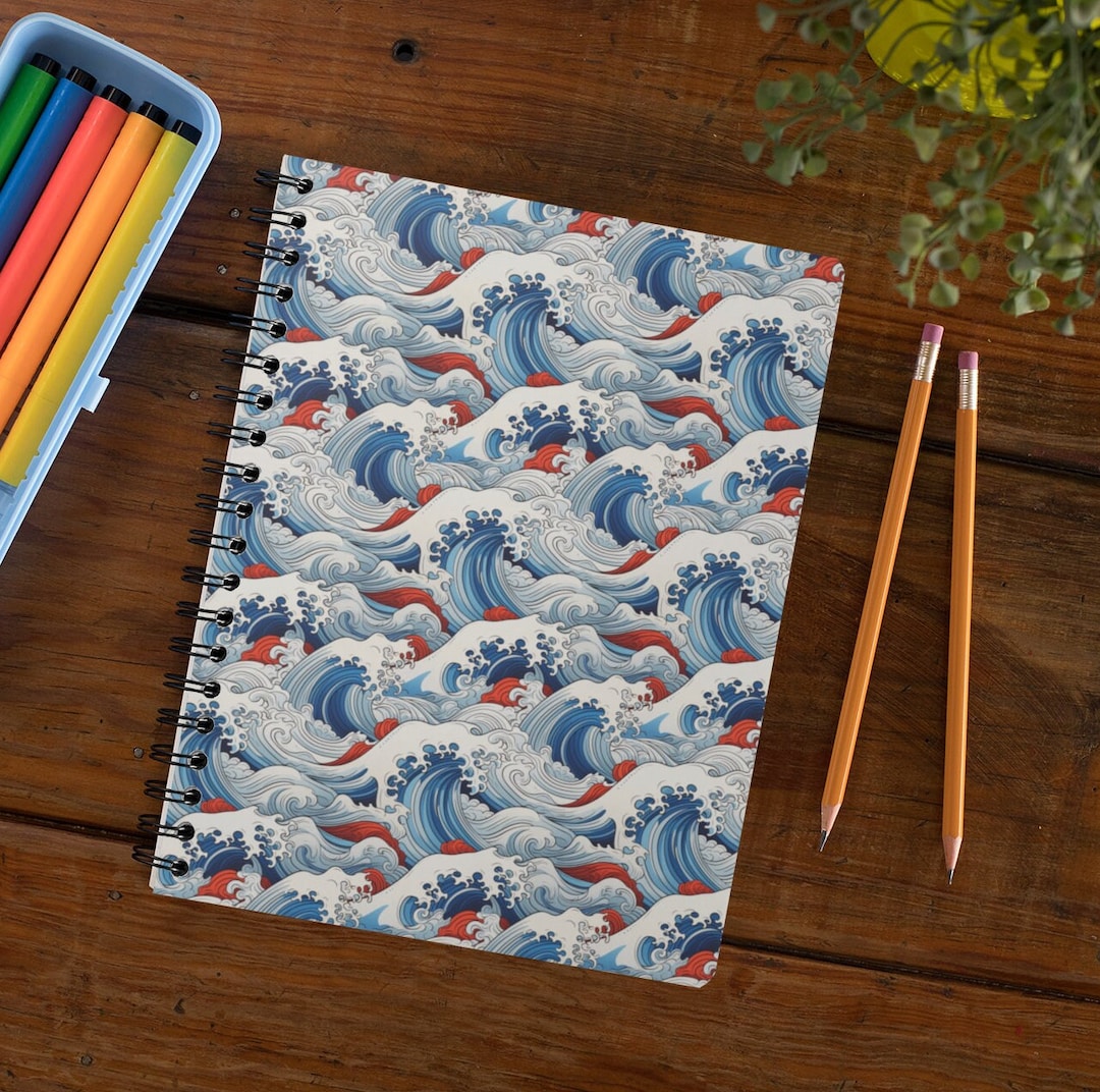 Wave Spiral Notebook, Asian Wave Journal, Tidal Wave Diary, Powerful ...