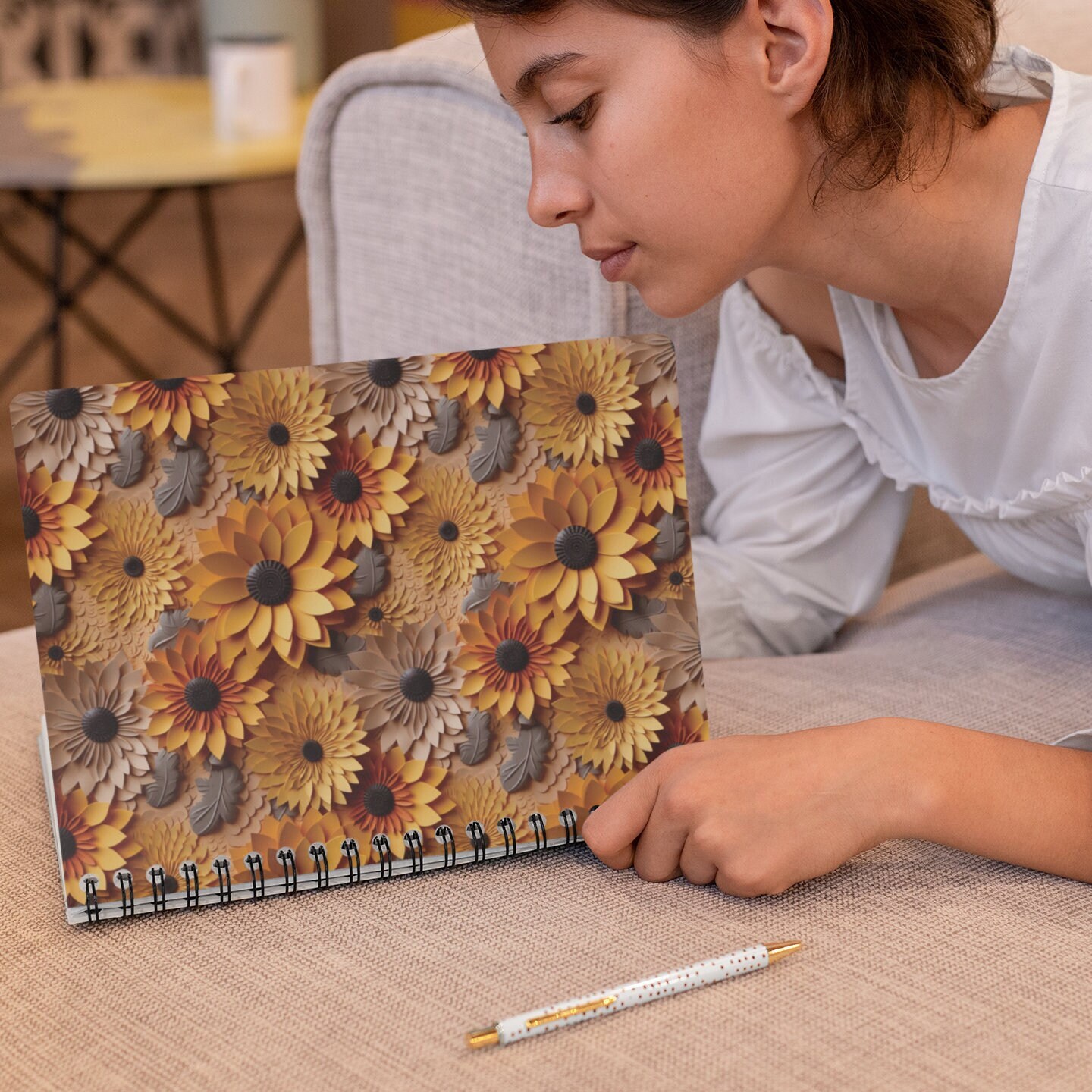 Sunflower Journal, Papercraft Flower Notebook, Sunflower Garden Diary ...