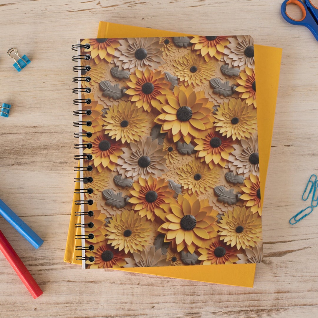 Sunflower Journal, Papercraft Flower Notebook, Sunflower Garden Diary ...