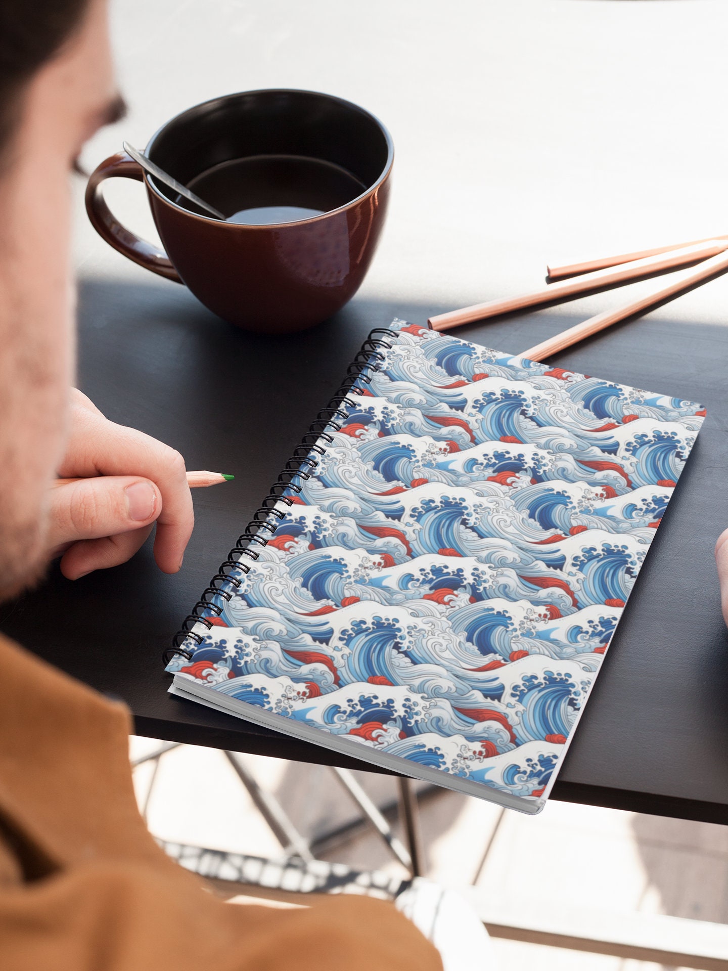 Wave Spiral Notebook, Asian Wave Journal, Tidal Wave Diary, Powerful ...