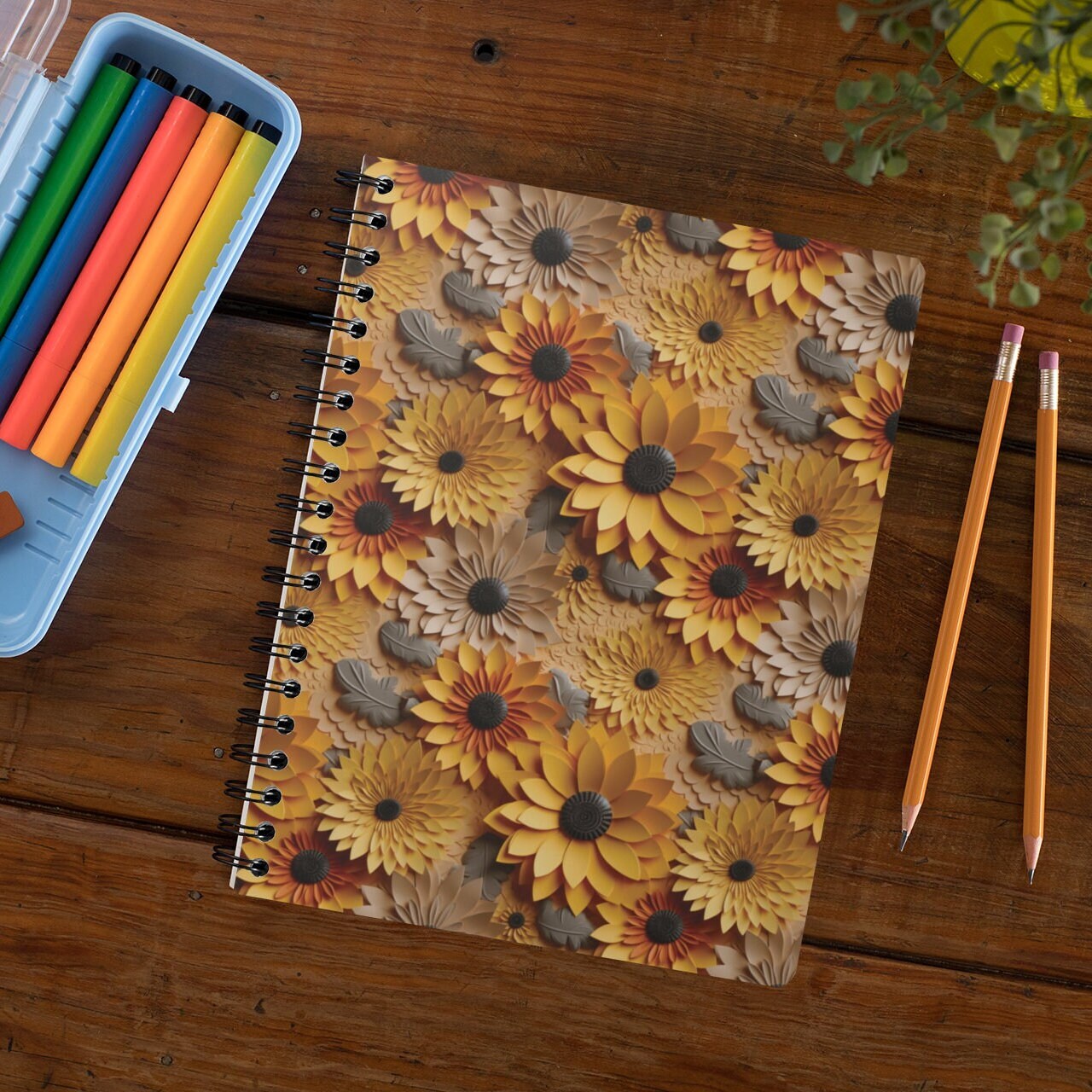 Sunflower Journal, Papercraft Flower Notebook, Sunflower Garden Diary ...