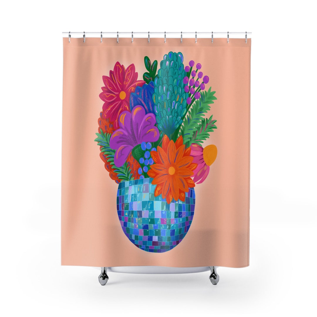 Boho Flower Shower Curtains 71 74 Colourful Etsy