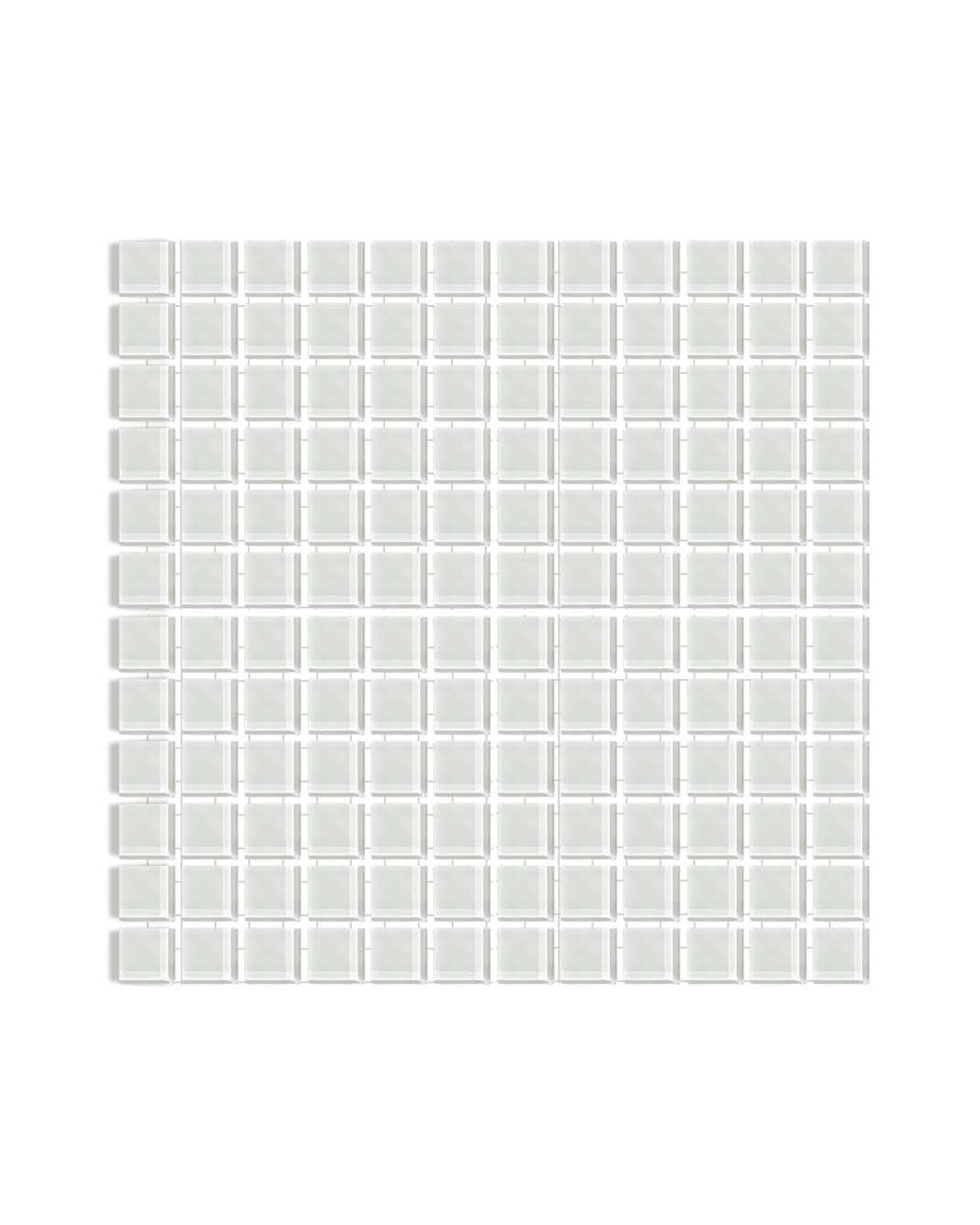 White Mosaic Tile Sheet, Gloss Glass Tiles, Square Tiles, 0.875 X 0.875 ...