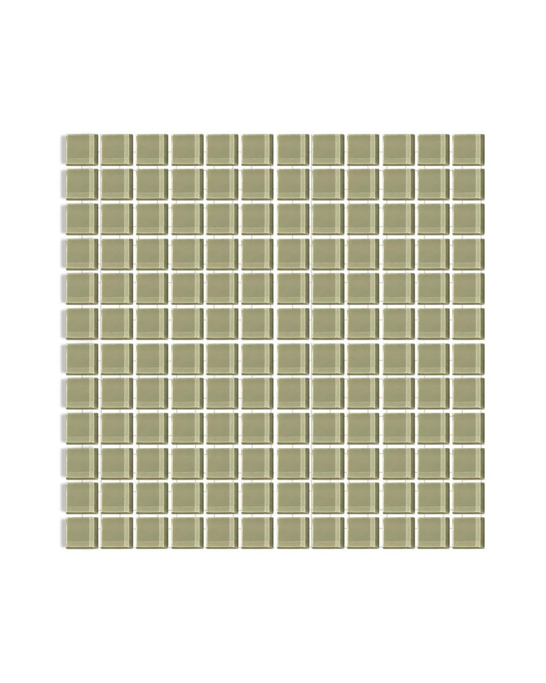Sage Green Mosaic Tile Sheet, Gloss Glass Tiles, Square Tiles, 0.875 X ...