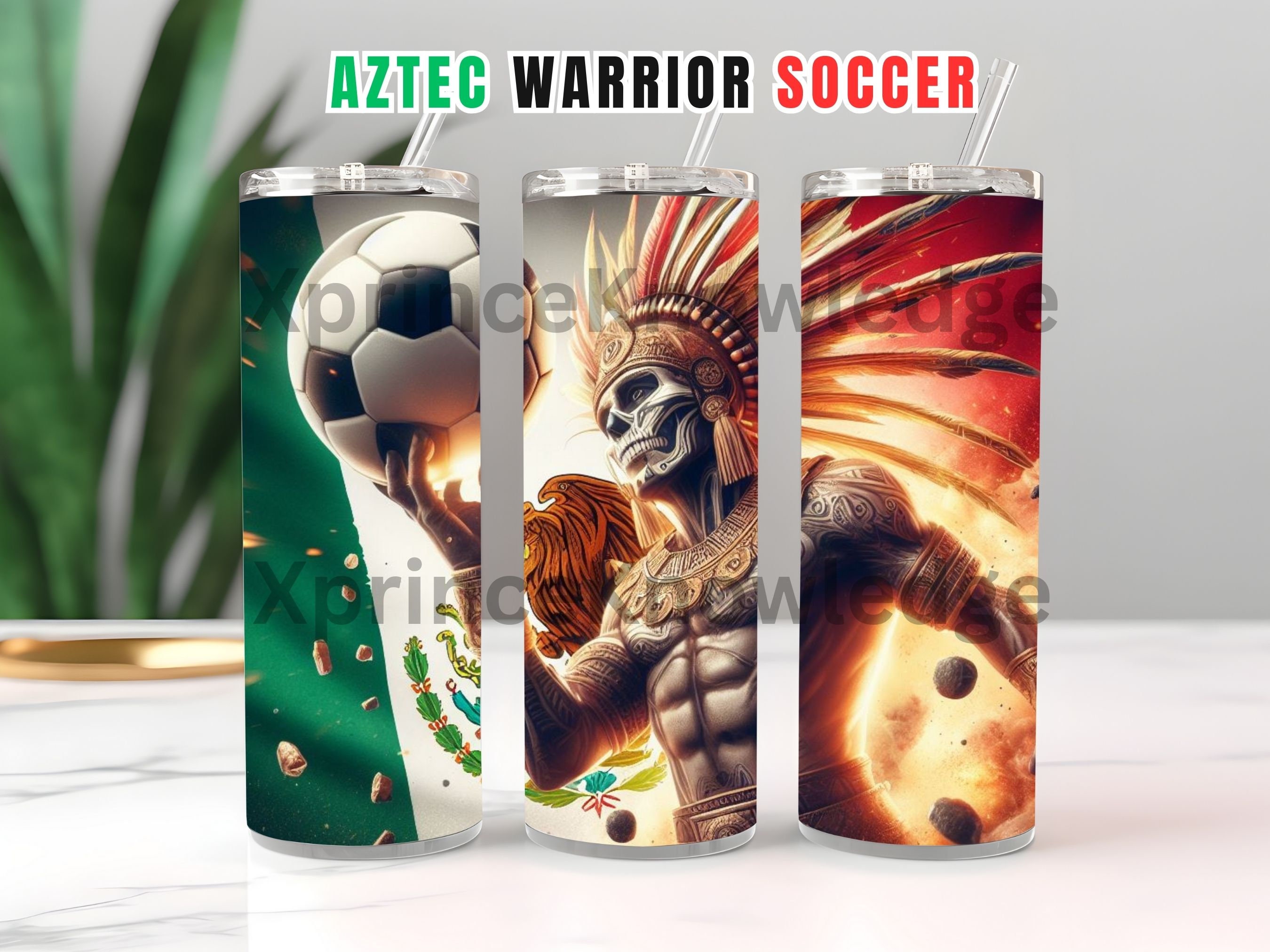 Aztec Warrior Soccer Ball Mexico Flag | Skinny 20oz Tumbler Sublimation ...