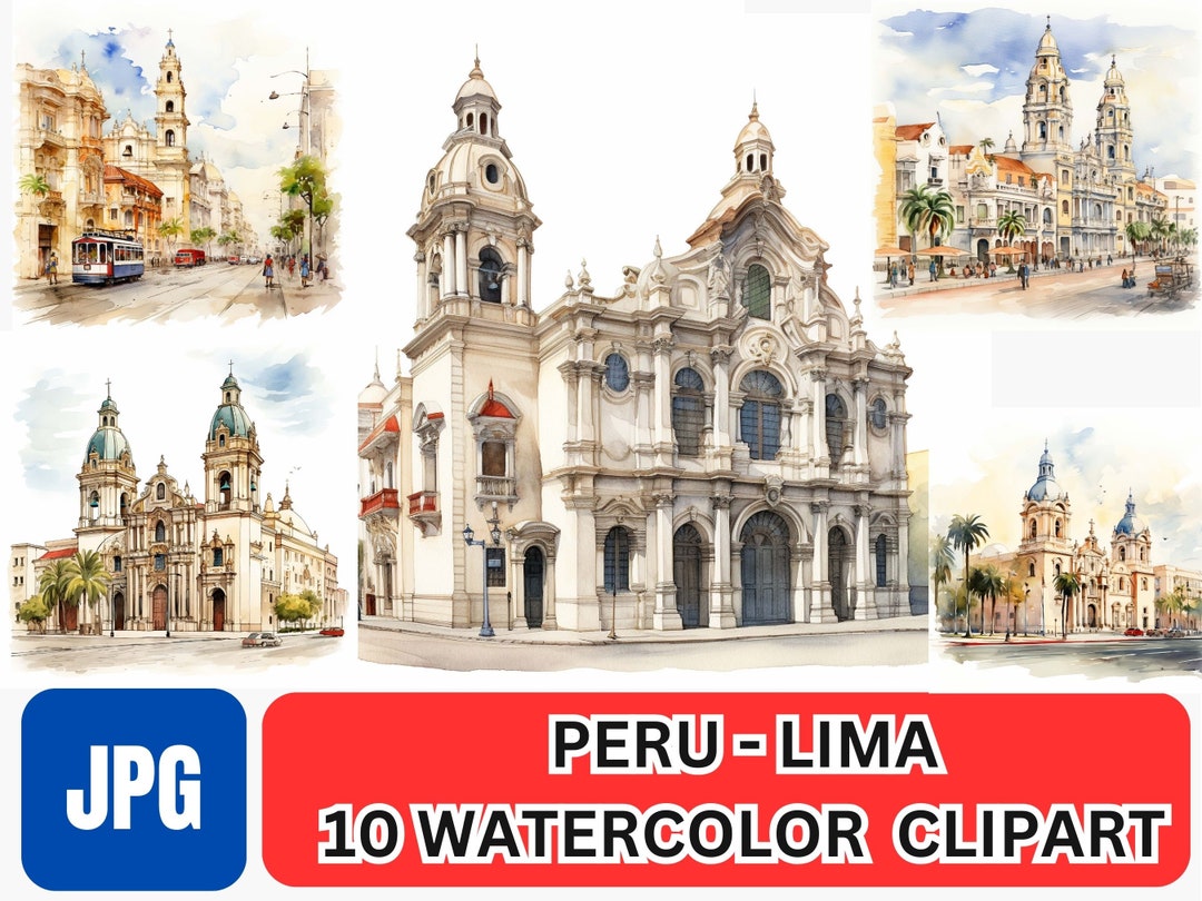 10+ PERU LIMA Watercolor Clipart | Sublimation Design | Lima Instant Download JPG Digital Files ...