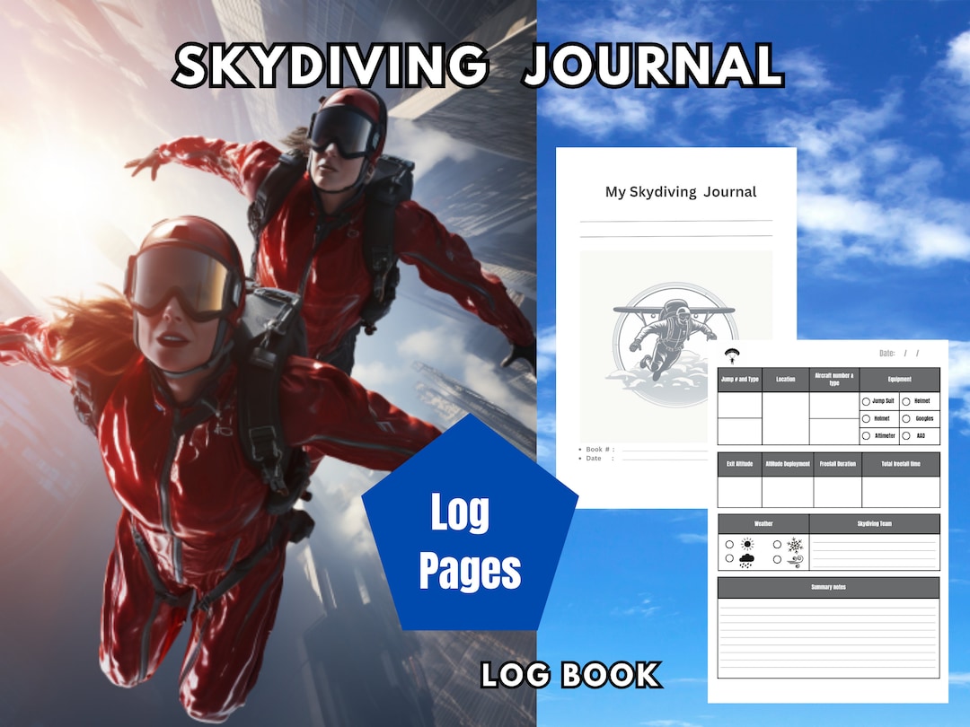 Skydiving Journal | Log Book | Printable Log Book Journal for Skydiving ...