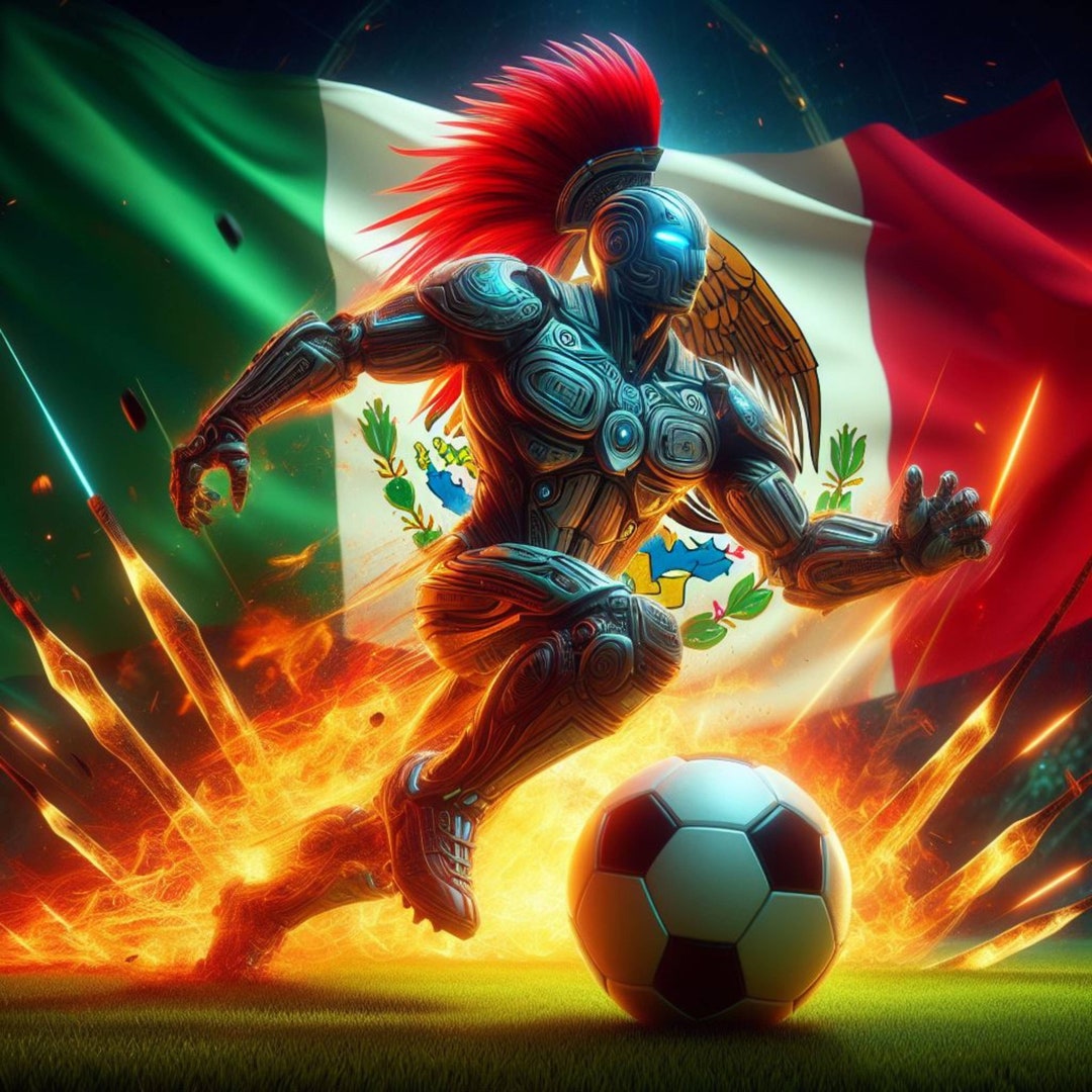 Futuristic Aztec Warrior Soccer Ball Mexico Flag | Skinny 20oz Tumbler ...