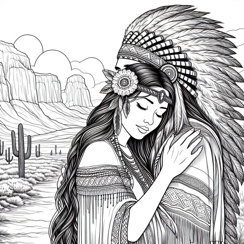50+ Native American Woman Coloring Pages | Travel Gift | Coloring Pages ...
