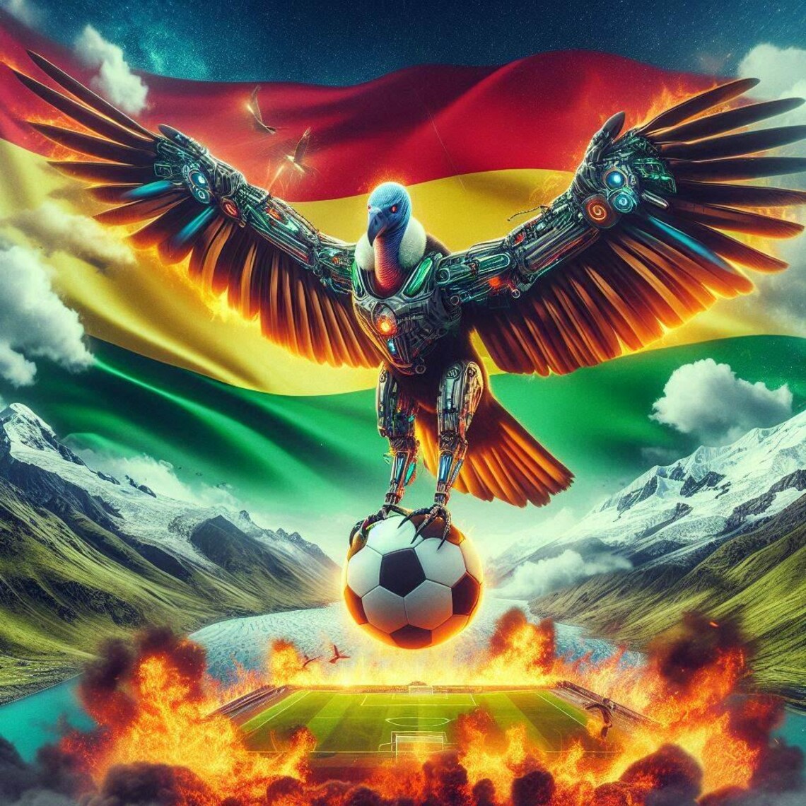 Bolivia Condor Soccer Ball and Flag | Cyber, 20oz Tumbler Sublimation ...