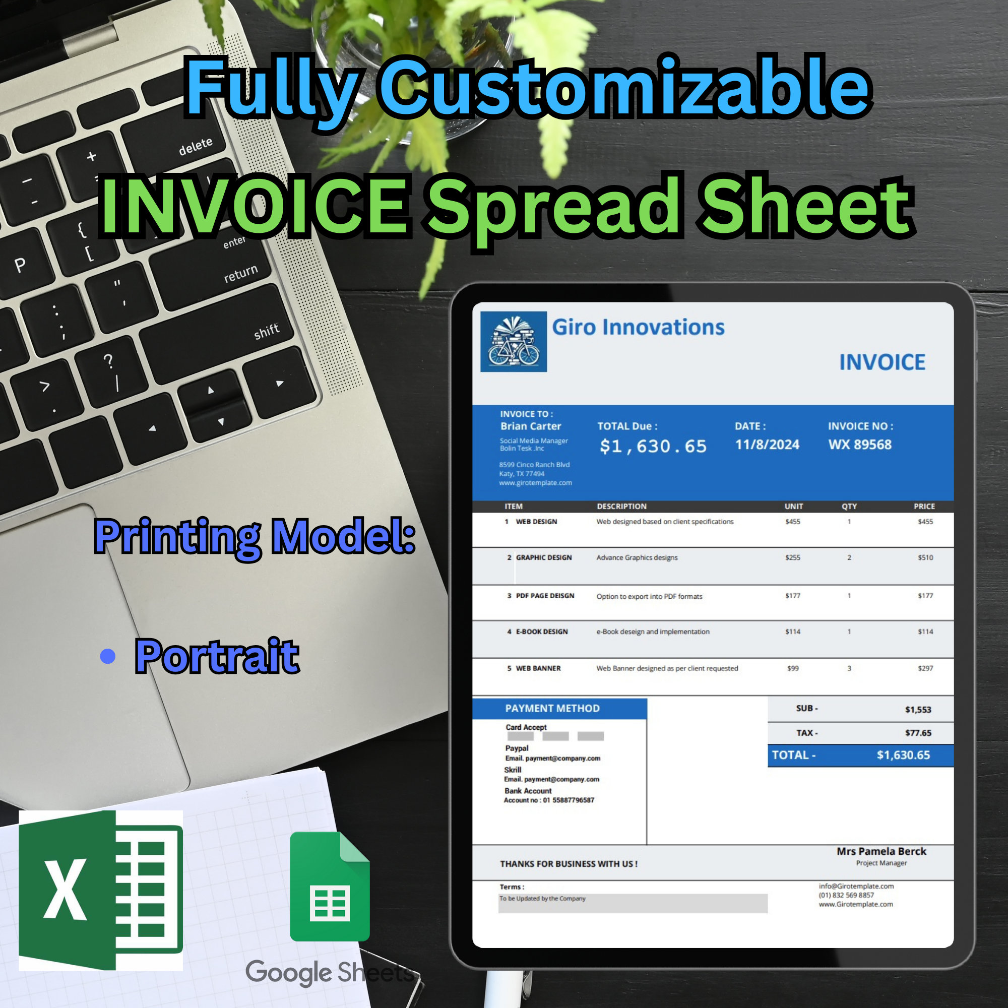 Invoice Template Microsoft EXCEL Invoice Template, 2024 Invoice ...