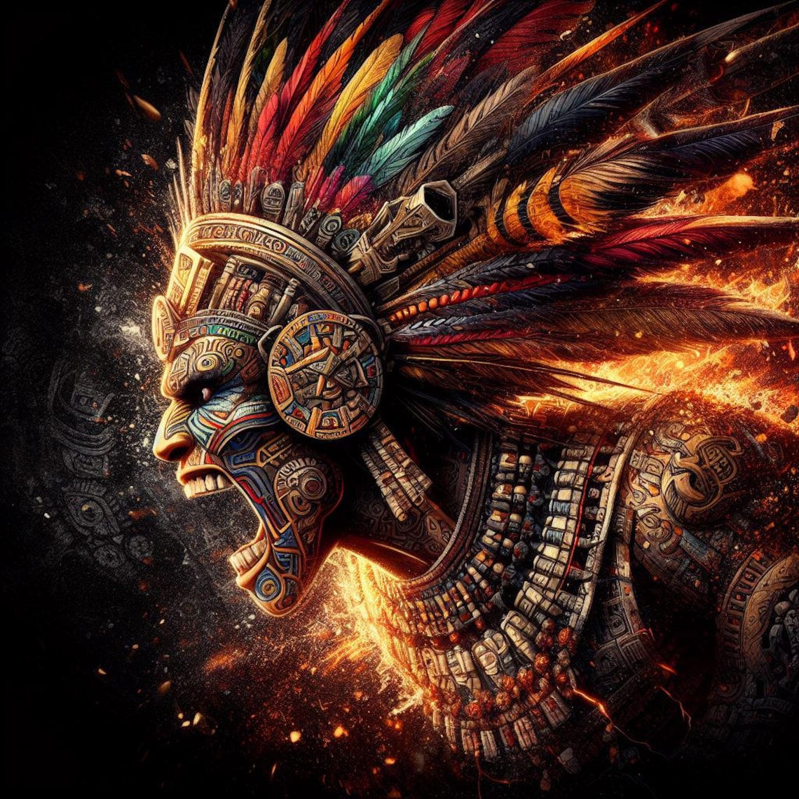 Mexico Aztec Warrior | Mexico Traditions, Sublimation Design | Instant ...